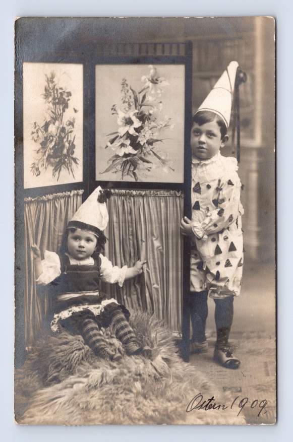 Young German Boys in Dunce Hat Clown-Type Outfits RPPC Studio Photo ...