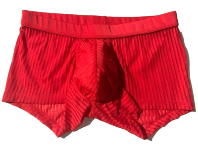 New TULIO Mens Red Sheer Stripe Pouch Front Boxer Trunk Brief Underwear ...