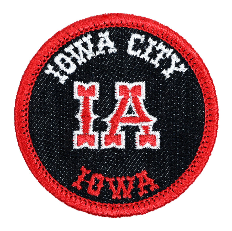 Iowa City Iowa Embroidered Patch Black/Red Iron-On Sew-On Jacket Hat ...