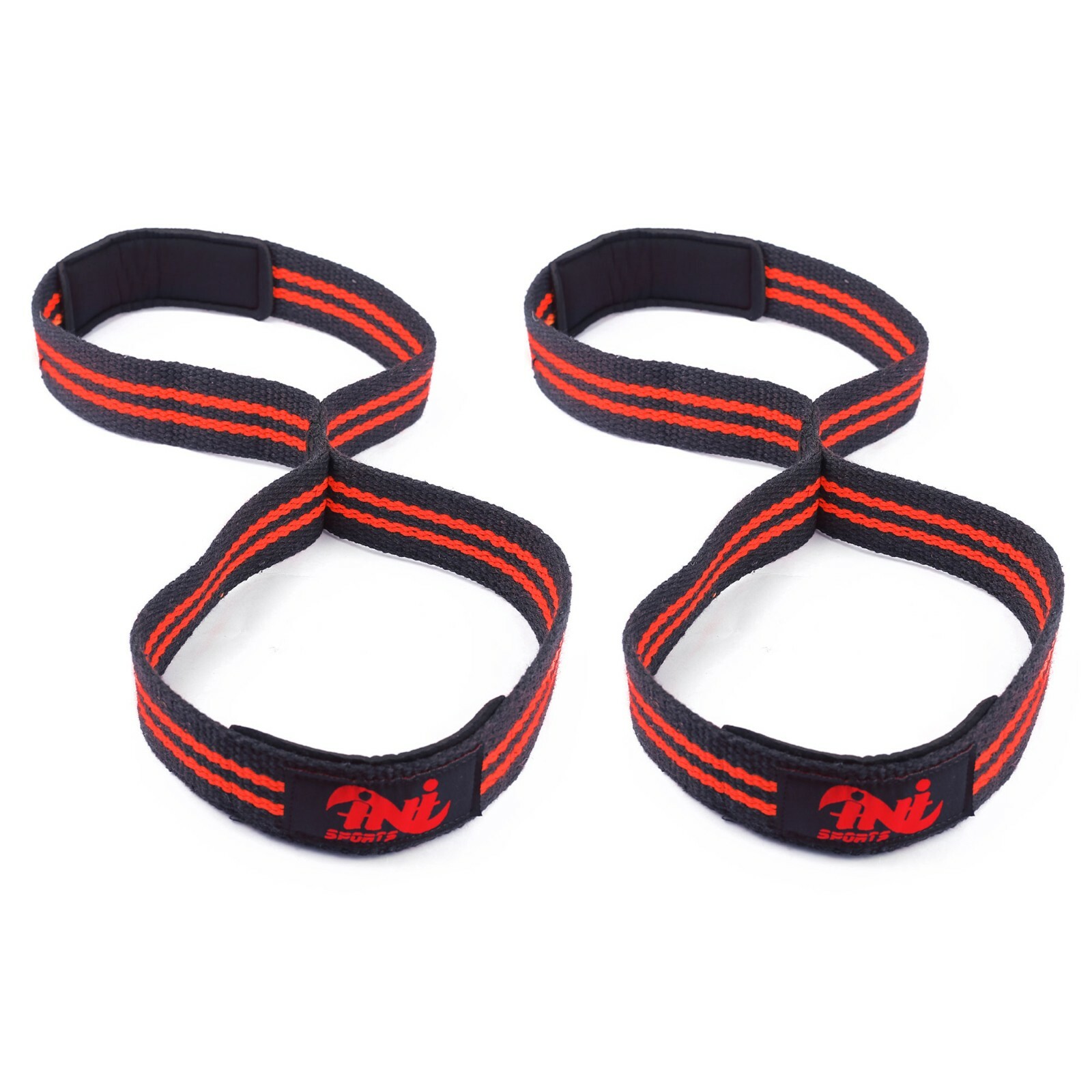 Weight Lifting Figure eight Wrist Straps 8 Padded Cuff Gym Deadlift ...