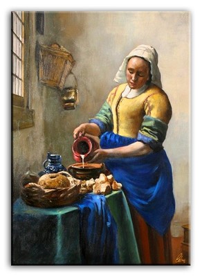 Jan Vermeer - Die Milchfrau - 70x50cm Ölgemälde handgemalt Signiert ...