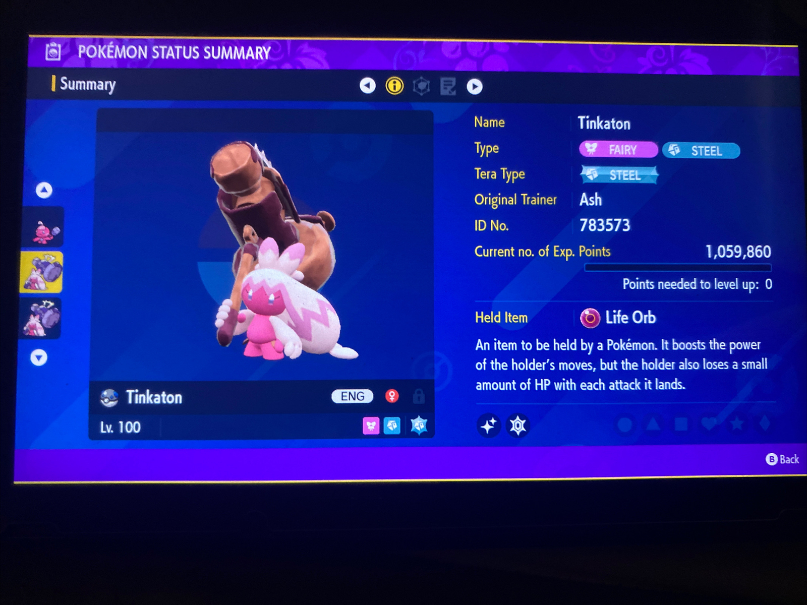 Buy Pokemon Scarlet And Violet Shiny Tinkaton 6IV Battle Ready Fast ...