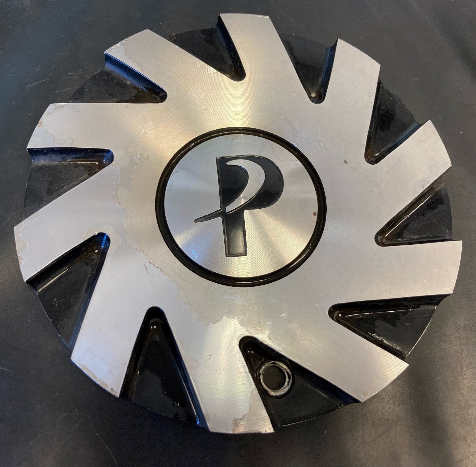 (1x) (single) Phino Wheels black+machined Center Cap (P/N: CSPW138-1A ...