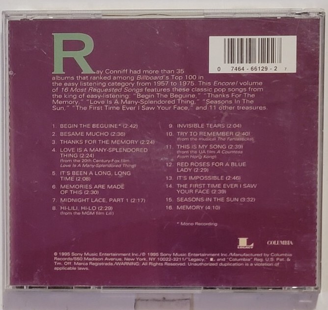 Ray Conniff Encore 16 Most Requested Songs Easy Listening Big Band ...