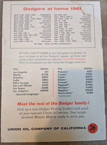 1961 THE DODGER FAMILY, VIN SCULLY AND JERRY DOGGETT booklet | eBay