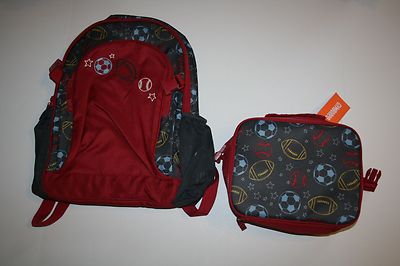 New Gymboree Boys Backpack & Matching Lunch Box Set Sports Themed 16 "x ...