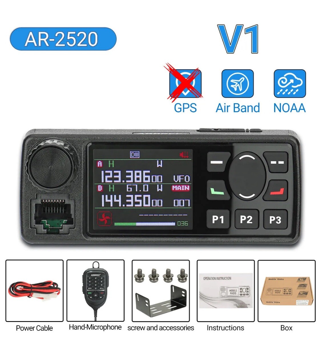 US Seller HAM Car Mobile Radio AR-2520 25W UHF/VHF FM, AM RX Aircraft ...