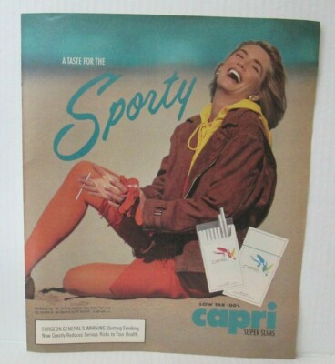 PRETTY YOUNG WOMAN CAPRI CIGARETTES Vintage 1990's 10"X12" Magazine Ad ...