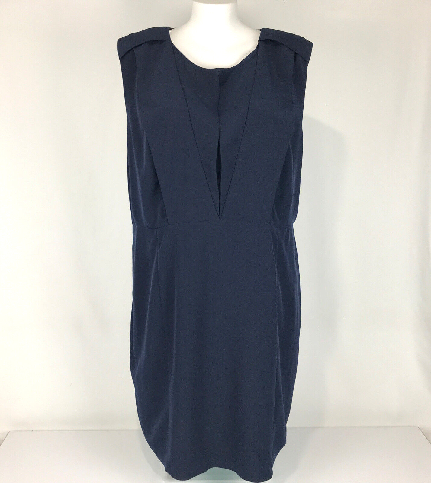 Basque Woman Dress Navy Blue Plus Size 22 Pencil Slee… - Gem