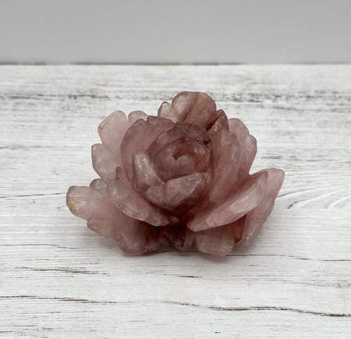 Rose Quartz Lotus Flower Natural Stone Carving w/Inclusions | eBay