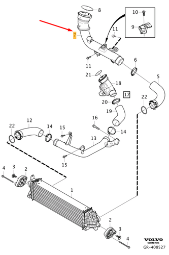 Tuyau d'air de suralimentation VOLVO XC60 MK2 31370128 NOUVEAU ORIGINE ...