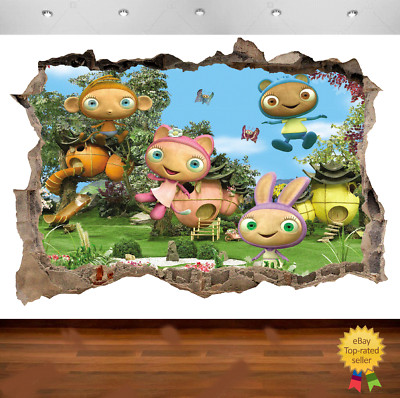 Waybuloo CBeebies Characters 3d Smashed Wall View Sticker Poster Vinyl ...