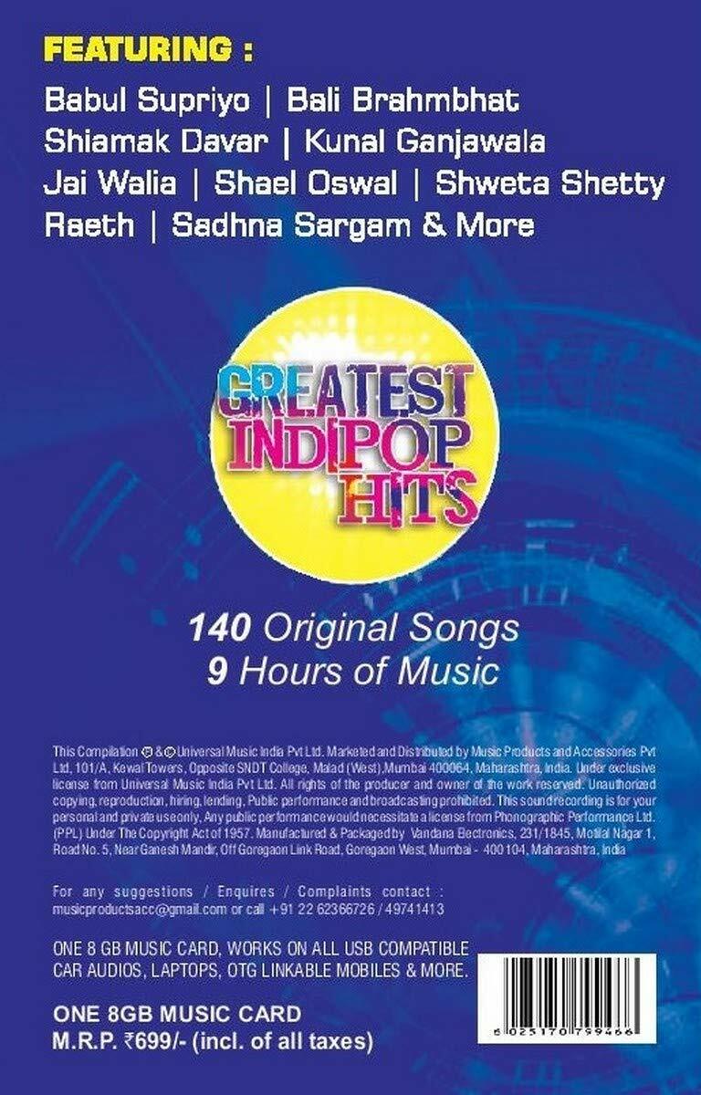 Greatest Indipop Hits USB MUSIC CARD/ 140 SONGS / WORKS ON ALL USB ...