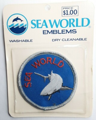 Vintage SEAWORLD Theme Park Sea World Shark Patch Emblems NIP Iron on ...