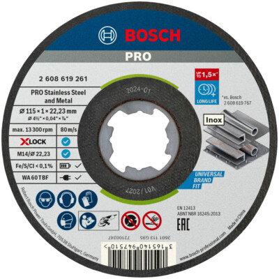 Bosch X-LOCK Inox Quick Change Cutting Discs 115mm x 1mm 10 Pack 2608619266 | eBay
