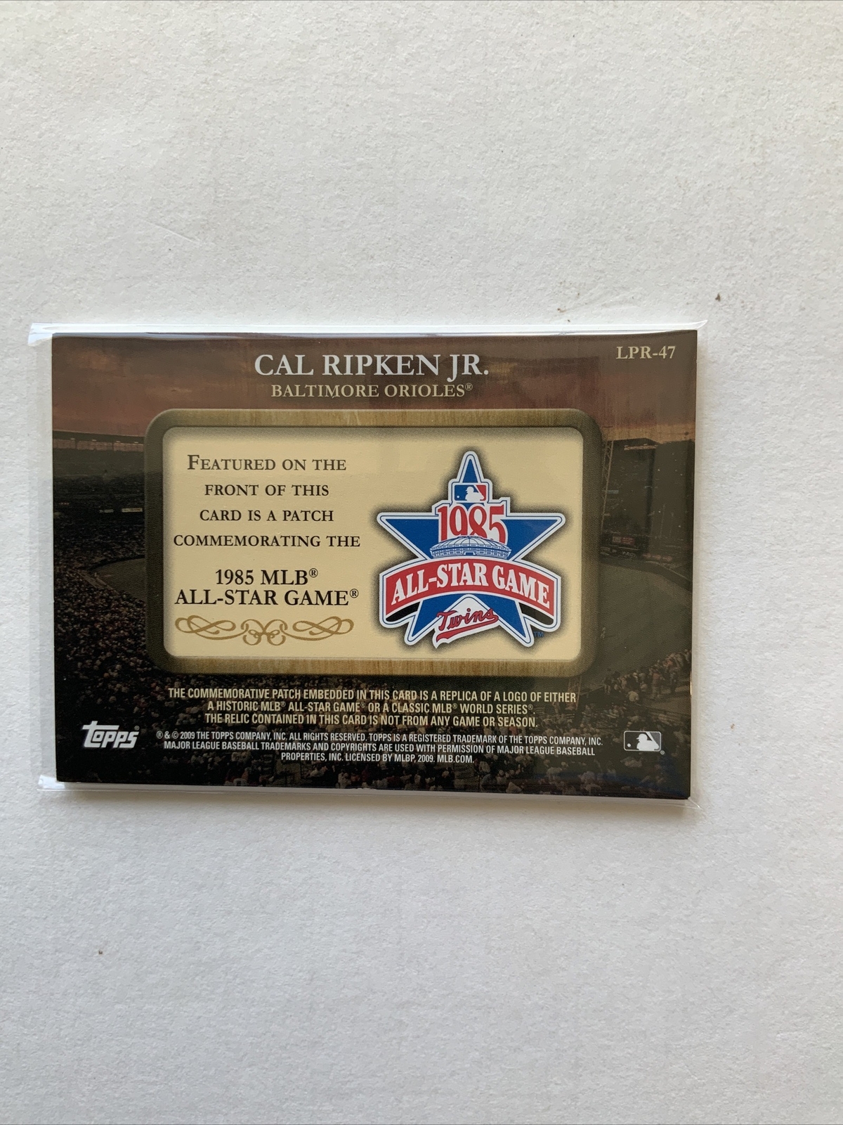 Cal Ripken Jr. 2009 Topps All-Star Game Commemorative Patch Card #lpr ...