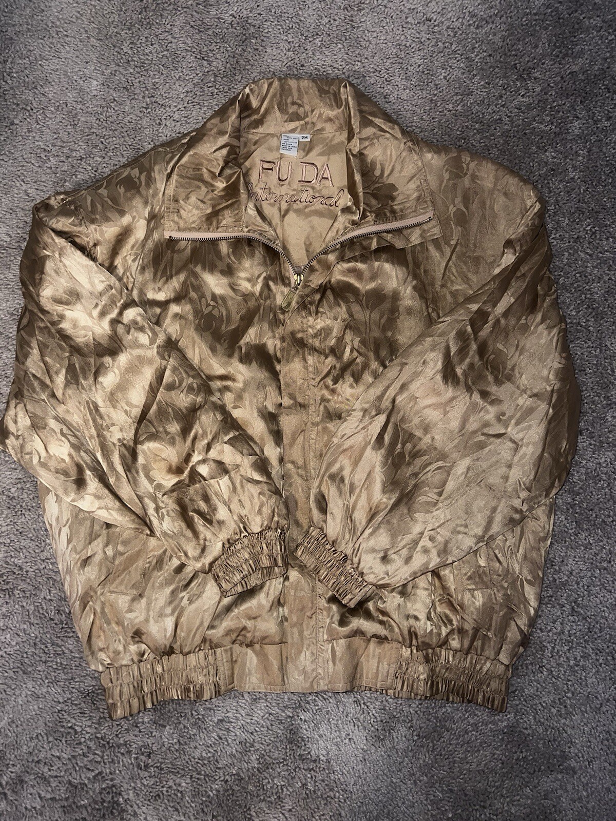 100% Silk FUDA International Vintage gold zipup jacke… - Gem