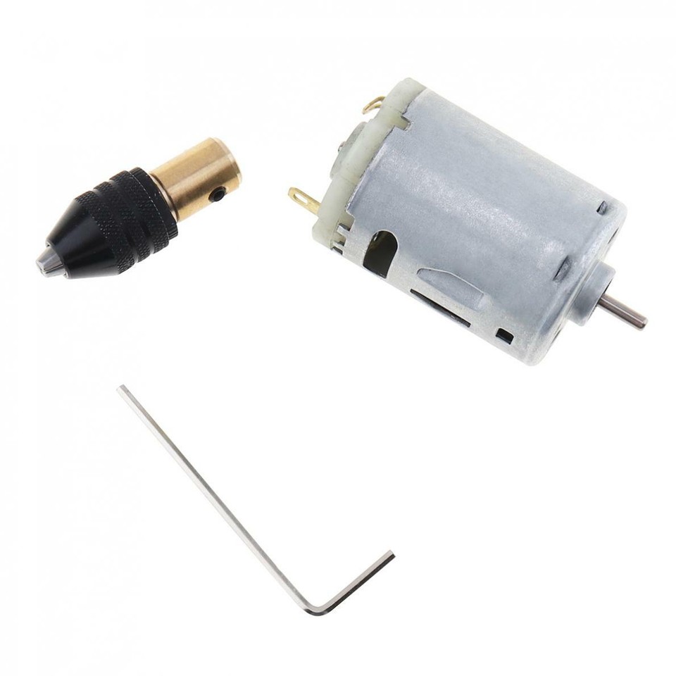 DC 12-24V Mini 385 Motor Hand Drill with 3-jaw Chuck Wrench for PCB ...