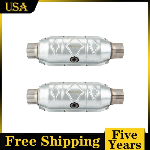 2PCS 2.5“ Universal High Flow Performance Catalytic Converter Racing ...