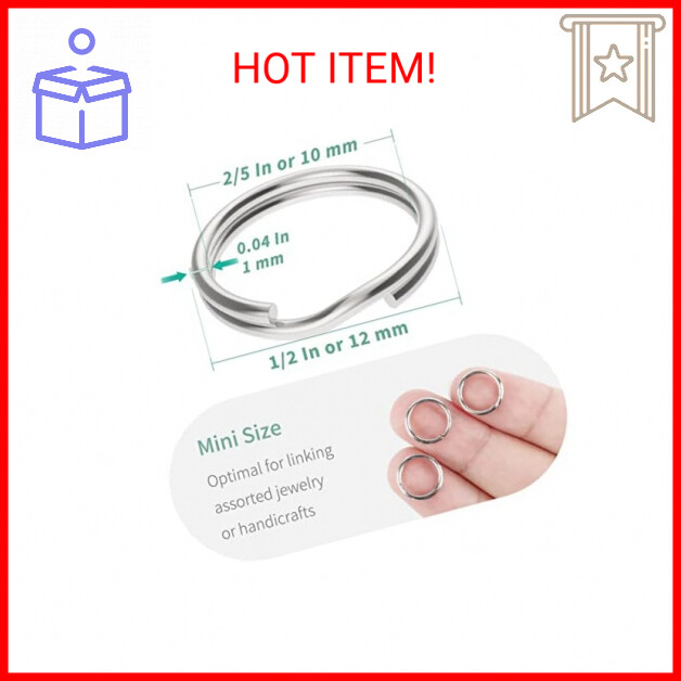 Pawfly 100 Pack 1/2 Inch Split Key Rings Mini Jump Rings Dog Tag Rings ...