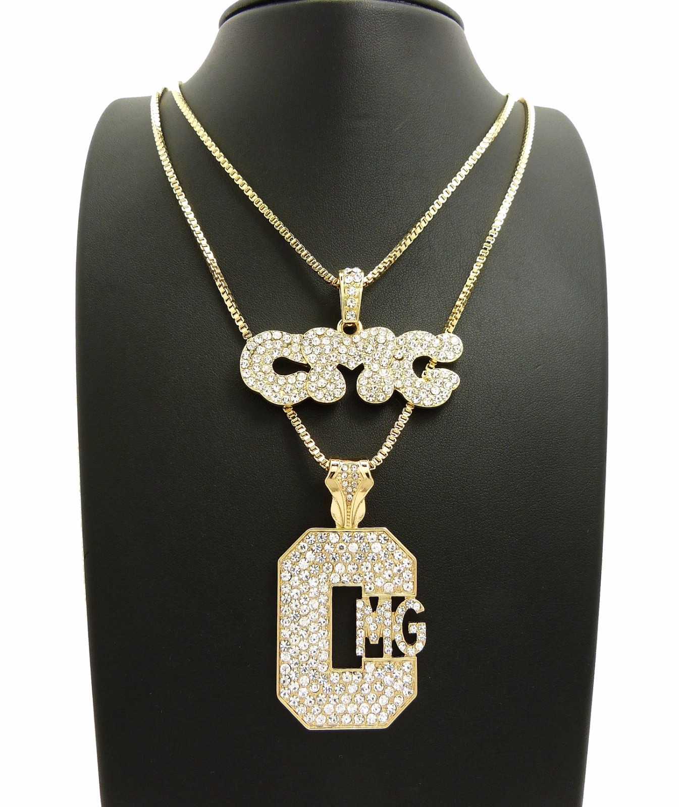NEW CMG DOUBLE PENDANT & BOX CHAINS HIP HOP NECKLACE SET - RC2745 | eBay