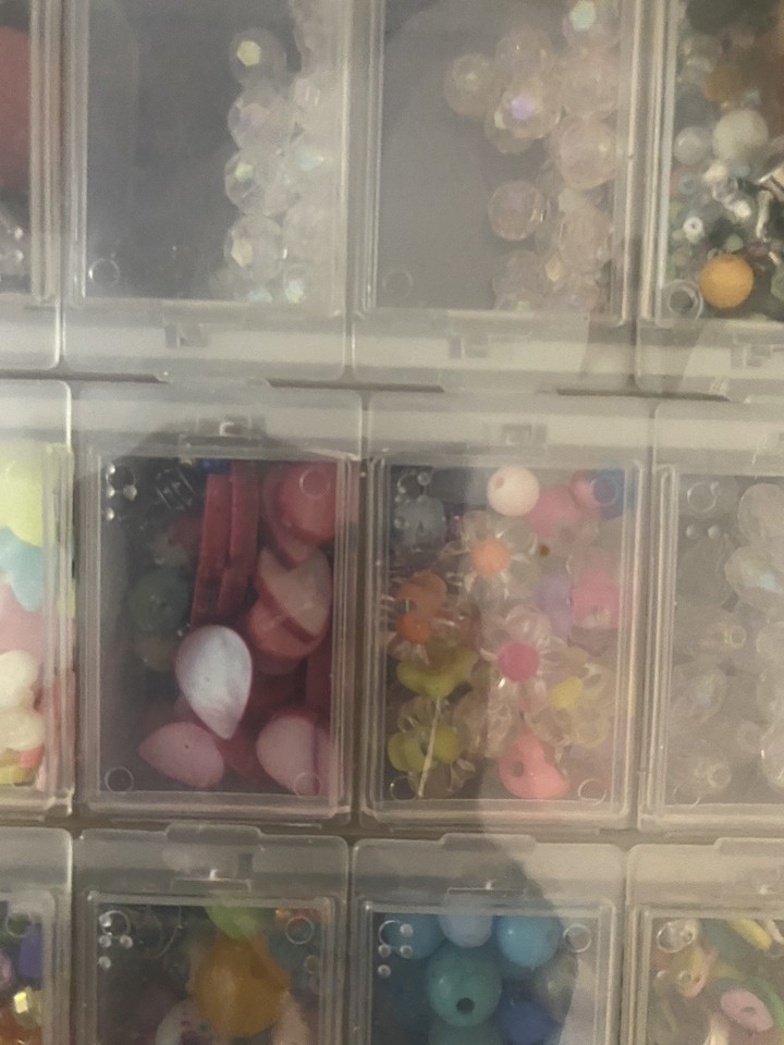 LOT of Beads in Plastic divider box, Glass, Plastic, Pearls Etc | eBay