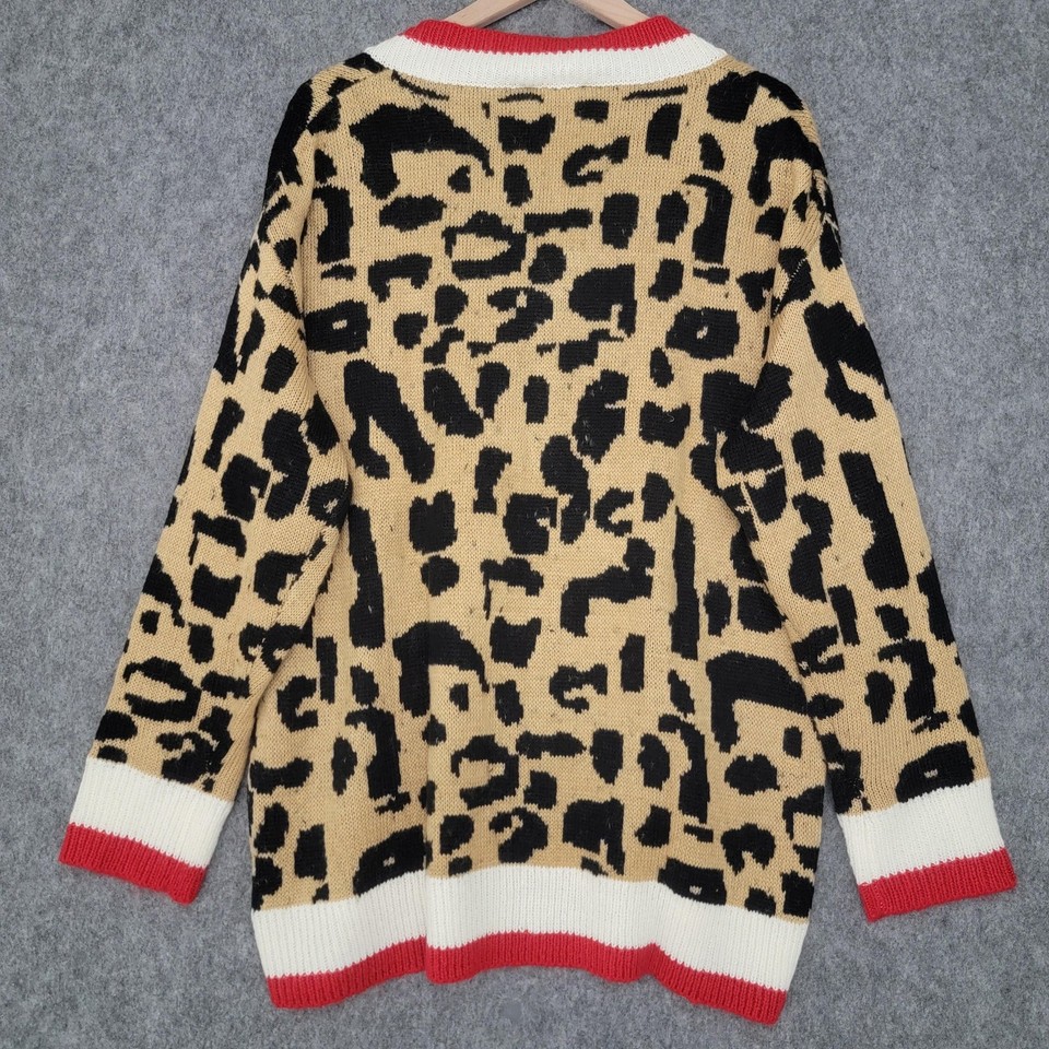 Hyped Unicorn Sweater Womens Medium Large Leopard Animal Print V Neck ...