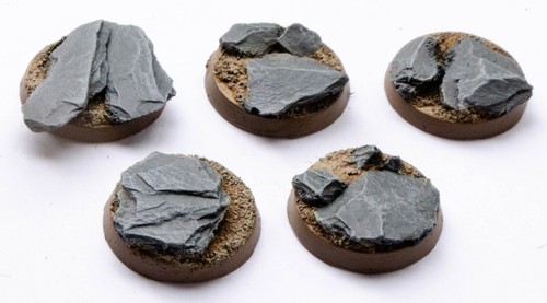 32mm X 5 Slate Rock Bases (Set A) Warhammer 40k 40000 AOS Kill Team DnD ...