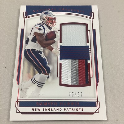 2019 NATIONAL TREASURES DAMIEN HARRIS PATCH 23/37 ROOKIE RC NEW ENGLAND ...