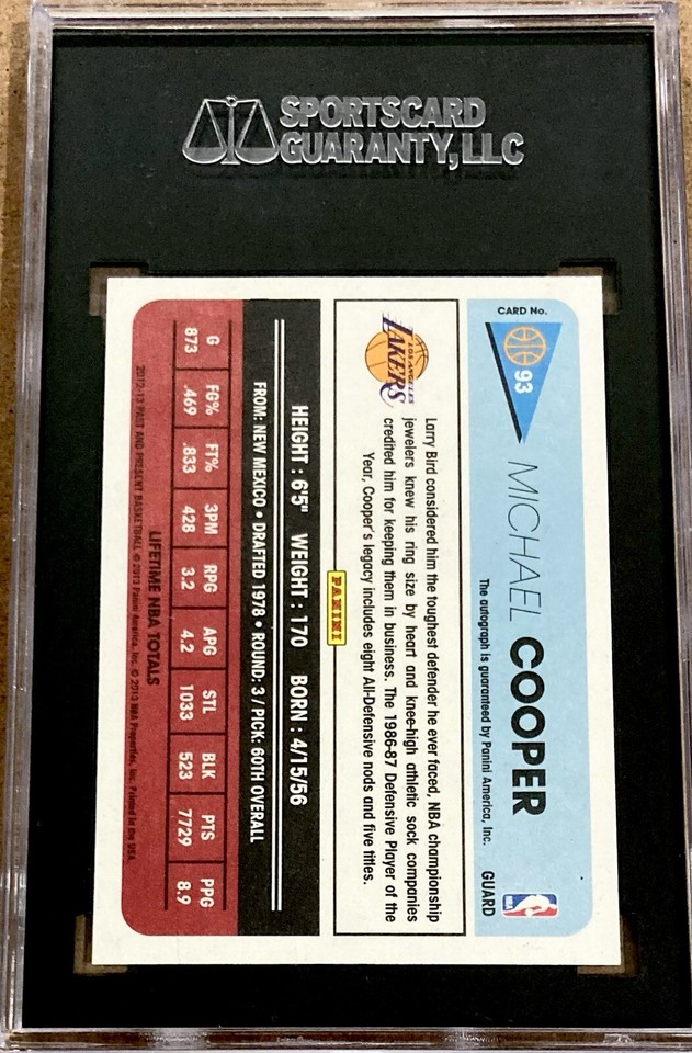 2012-2013 Panini Past Present #93 Michael Cooper Autograph SGC 9.5 w/10 ...