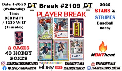 RYAN STALONY 2025 Stars and Stripes Baseball Hobby 2 CASE Break #2109 ...