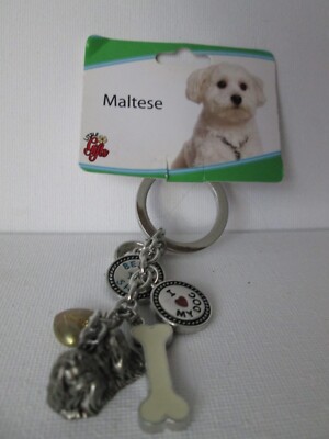 MALTESE I LOVE MY DOG KEYCHAIN | eBay