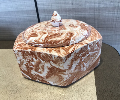 1976 Alaskan Sitka Clay White & Burnt Sienna Swirls Hexagonal Candy ...