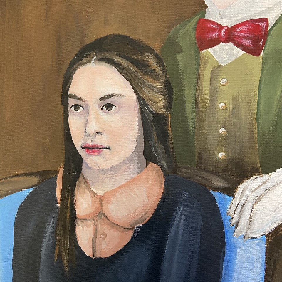 HARVEY Anthropomorphic Giant Rabbit & VETA Oil Painting on Canvas ...