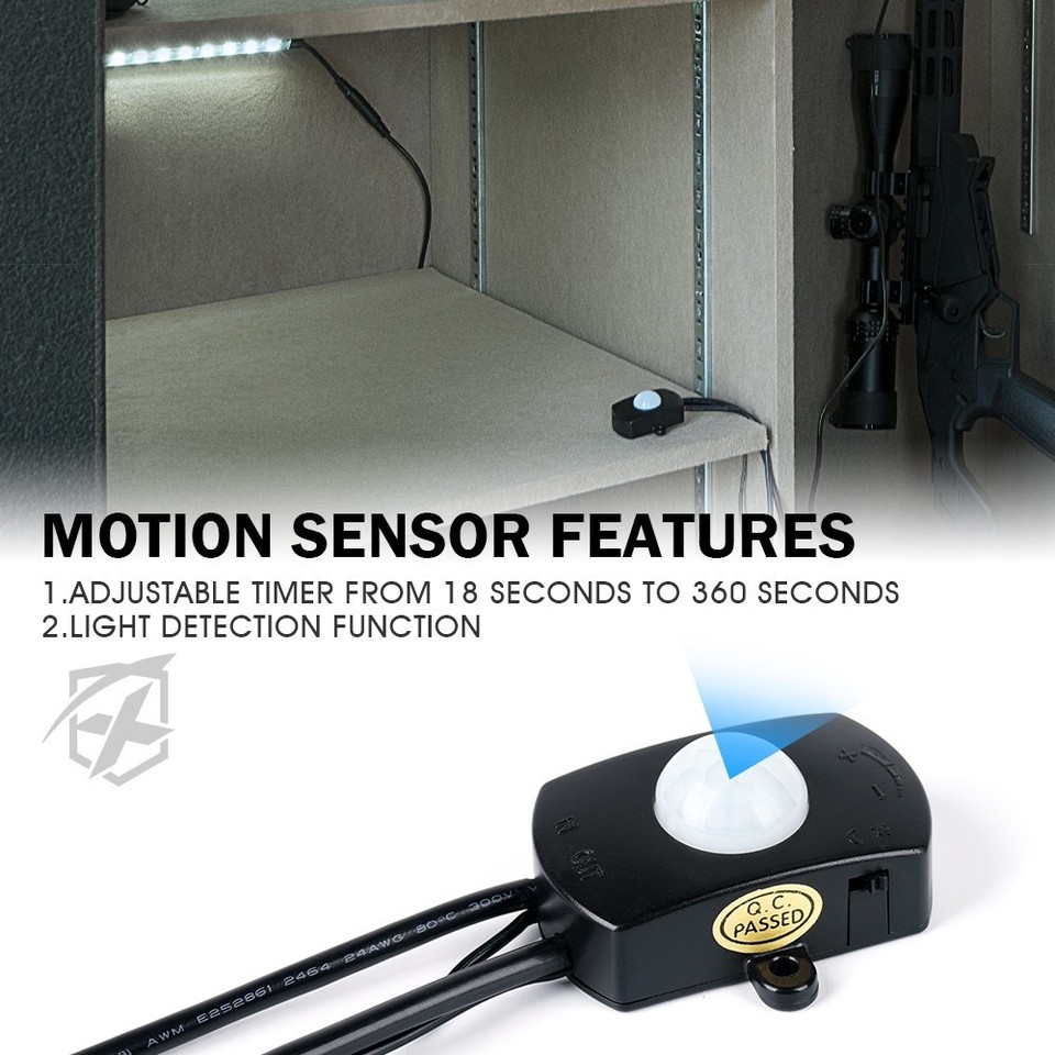 6 PCS Gun Safe Light Bar Kit w/ Smart Motion Sensor Switch Cabinets ...