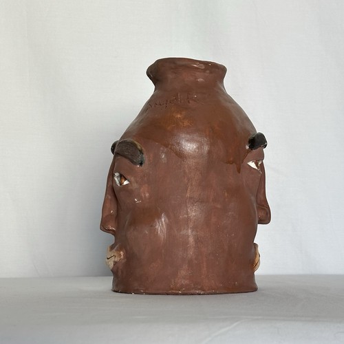 Vintage Southern Folk Art Double Face Jug Handcrafted USA Pottery ...