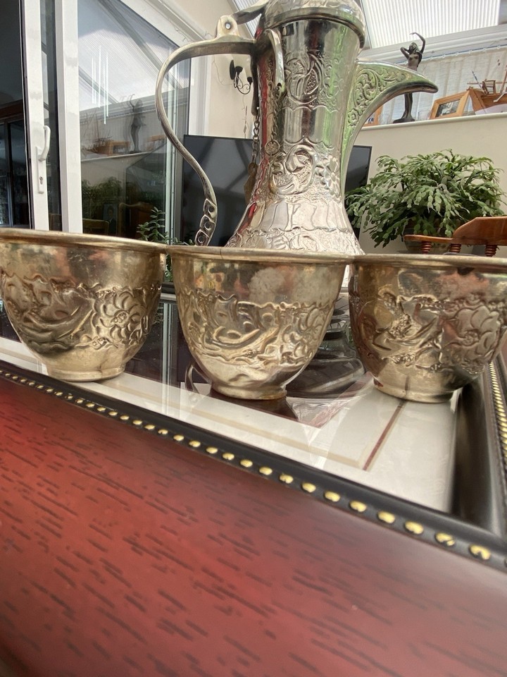 Antique Arabic Coffee Pot and Cups (Dallah) From Oman Middle Eastern ...
