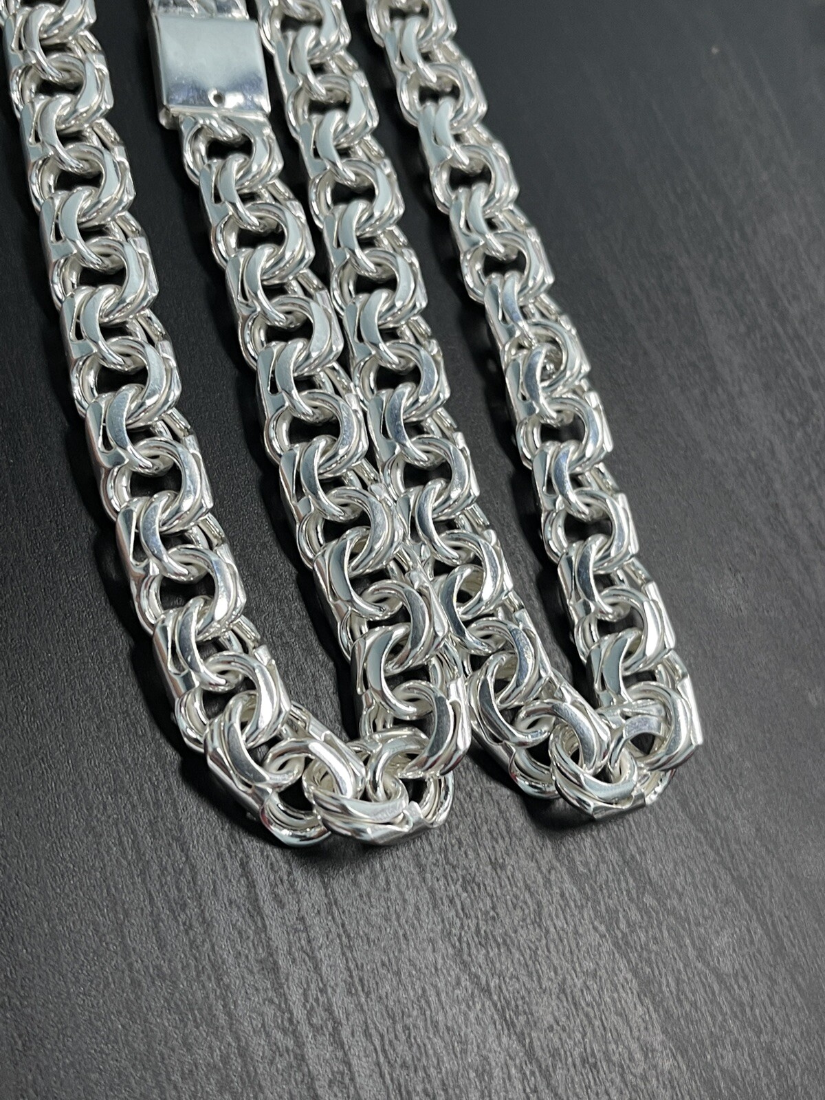 925 Sterling Silver Hand Made Chino Link 24 inch Chain Solid 138.1 ...