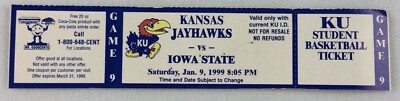 1999 01/09 Iowa State at Kansas Basketball Ticket-Marcus Fizer | eBay