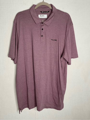 Travis Mathew Fish Outta Water Shirt Mens XXL Striped Purple Golf Polo ...