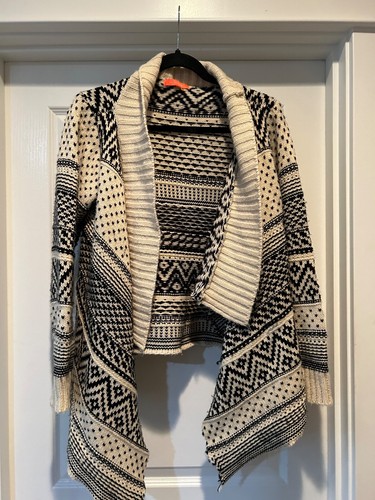 Lulumari Pencil Cardigan SweaterAztec Print Open Front Size S/M 100% ...
