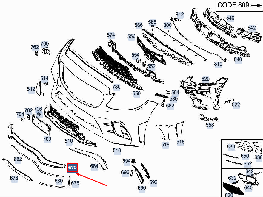 MERCEDES-BENZ C Coupe C205 Front Bumper Spoiler A2058801809 NEW GENUINE ...