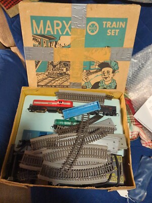 Marx Train set Locomotive And 5 Train cars Track -powerpack And More | eBay