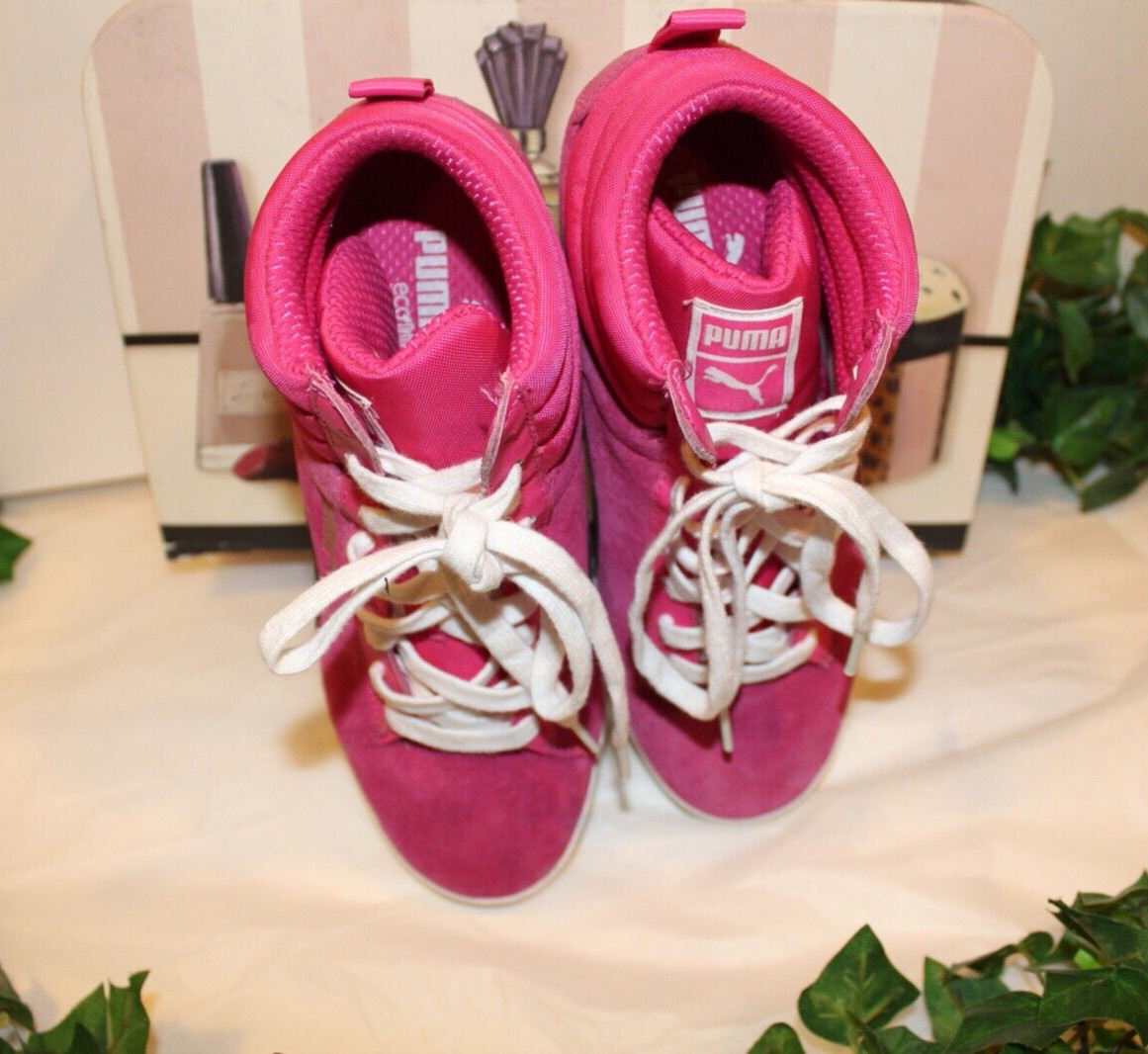 CHIC PUMA SUEDE LEATHER HIGH HEEL SNEAKER SHOES ! (SI… - Gem