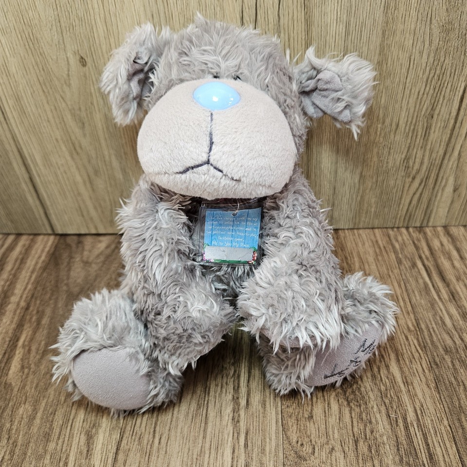 Me To You Tatty Teddy Puppy Dog Beanie Soft Toy Grey Wearing Red Collar ...