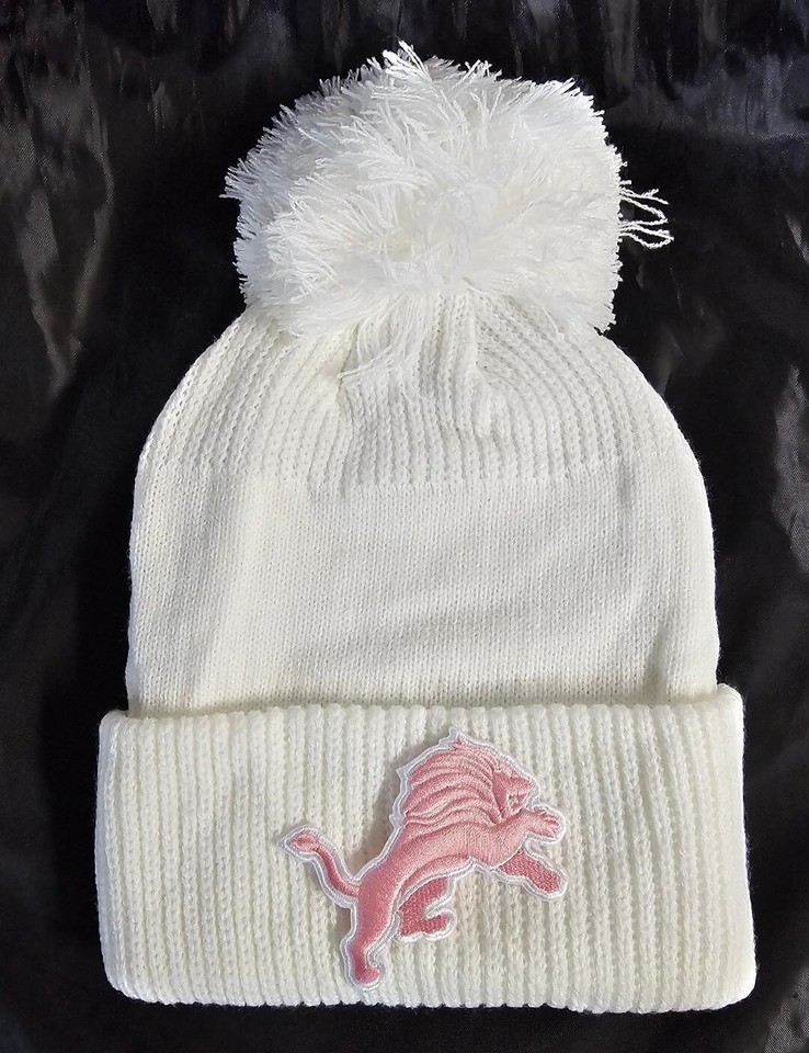 Detroit Lions Giant Pom Beanie 🏈Knit Hat 🏈CLASSIC NFL PATCH/LOGO 🏈Cool ...