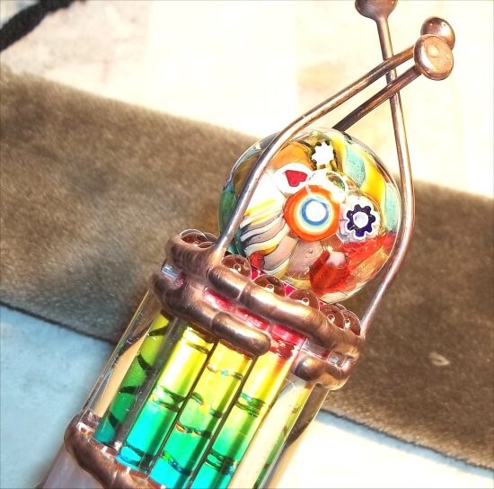 Randel Art Glass Rod Kaleidoscope RAINBOWS FROST 360° CHAOS Marble RAG ...