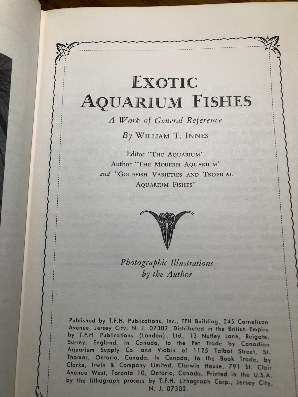 Exotic Aquarium Fishes by Dr. William T. Innes TFH publishing 1966 | eBay