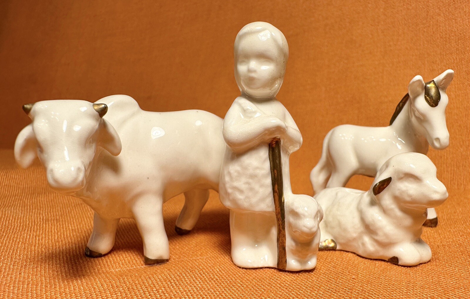 VTG Goebel Nativity Set Figurines White Porcelain Gold Accents 10 Pc W ...