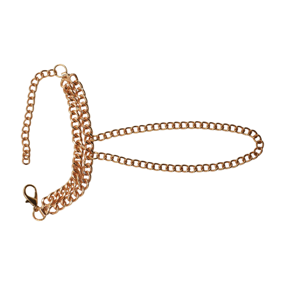 Women Gold Metal Chain 2 Rows Bracelet Connected Ring Day Night Stylish ...